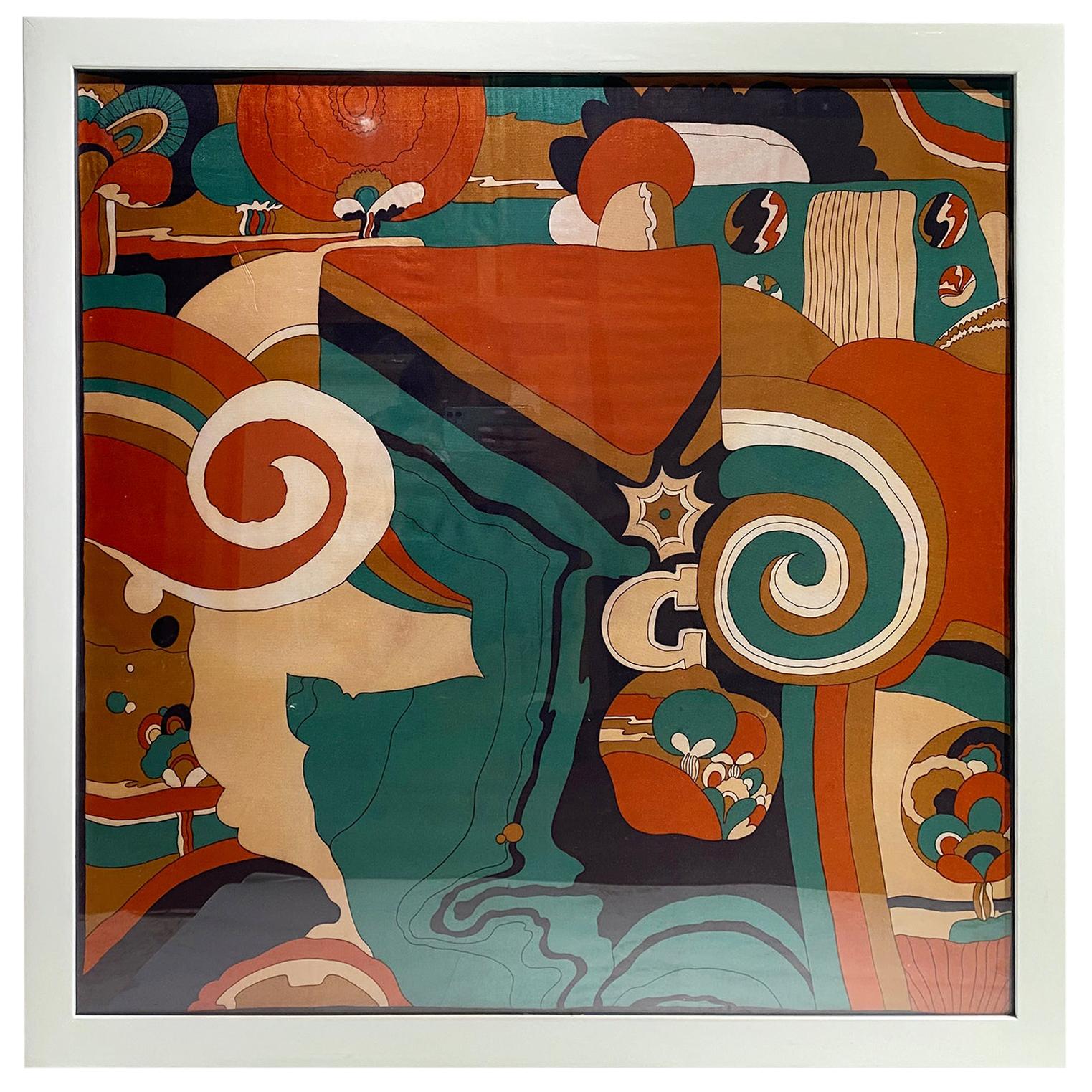 Richard Anuszkiewicz Lexan Box Framed Silk Scarf at 1stDibs