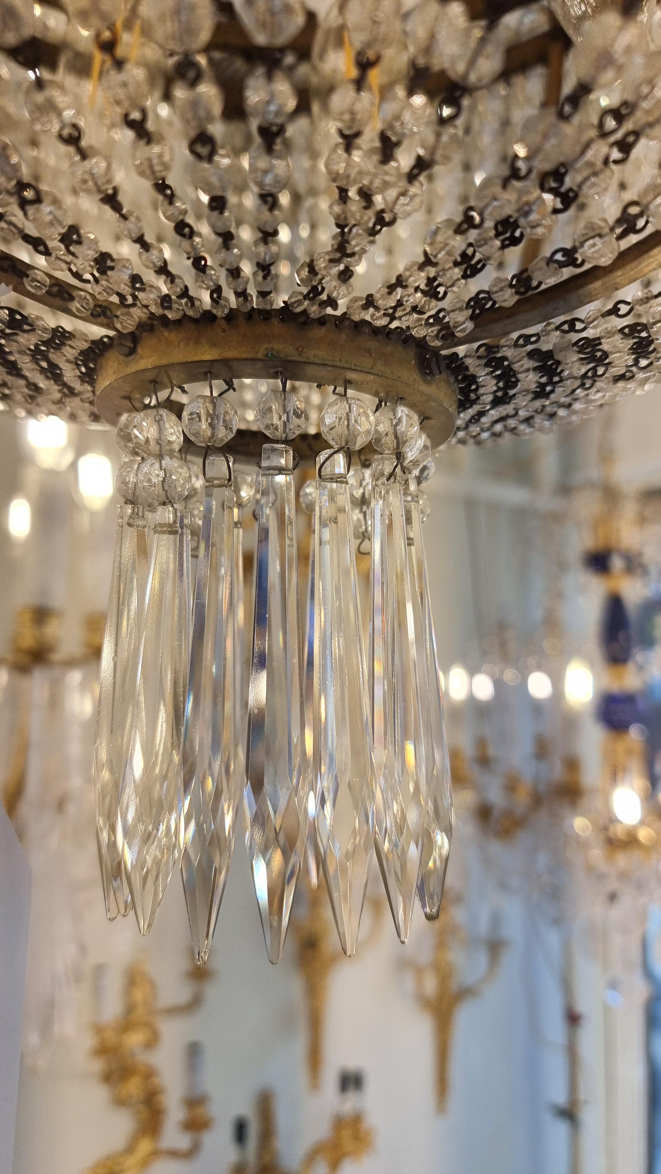 Beautiful French brass and crystal chandelier For Sale at 1stDibs