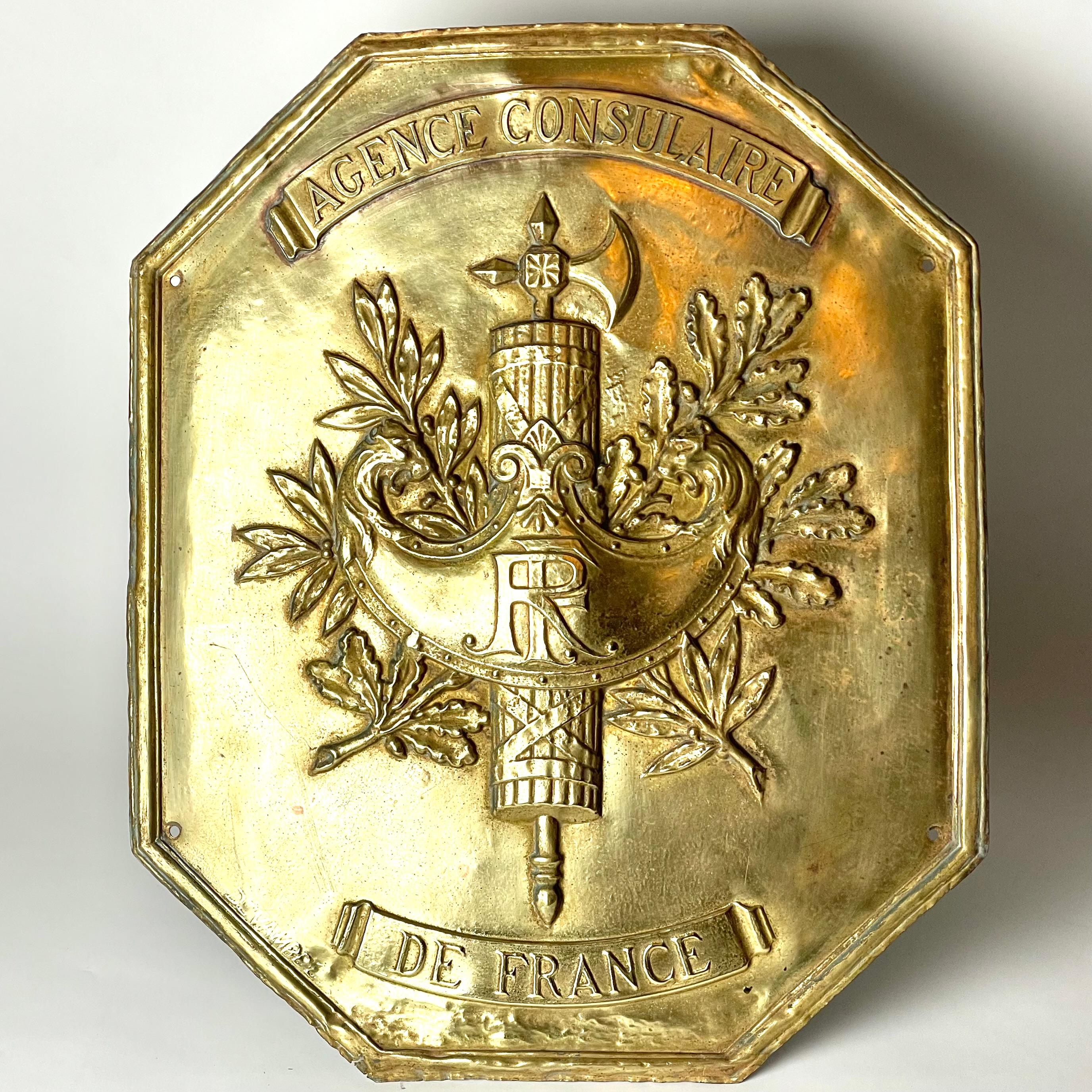 Beautiful French Consulate Sign in Brass from the late 19th Century For ...