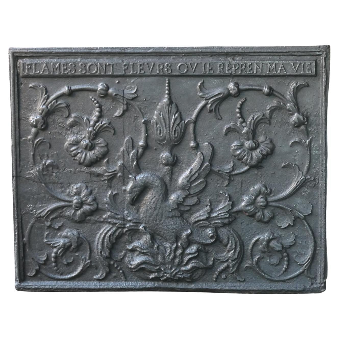 17th-18th Century French Louis XIV 'Phoenix' Fireback at 1stDibs