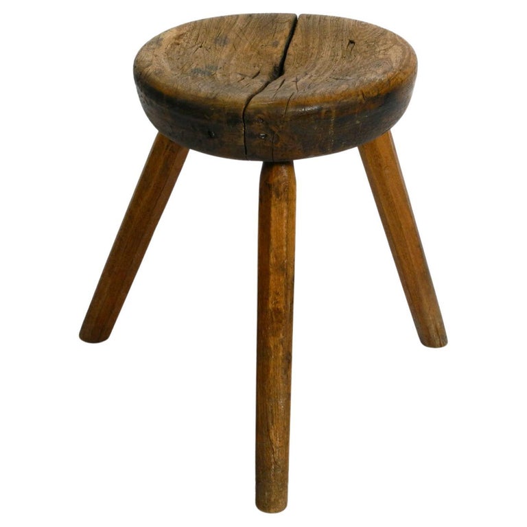 Beautiful French Original Mid Century Solid Wood Stool with a Dreamlike ...