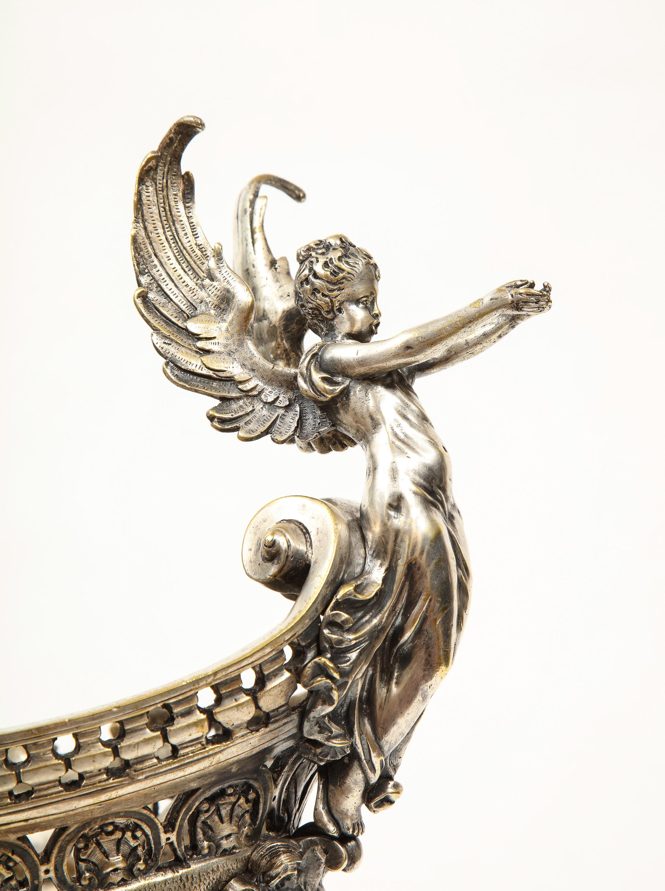 Beautiful French Three-Piece Silvered Bronze Table Garniture, 19th ...