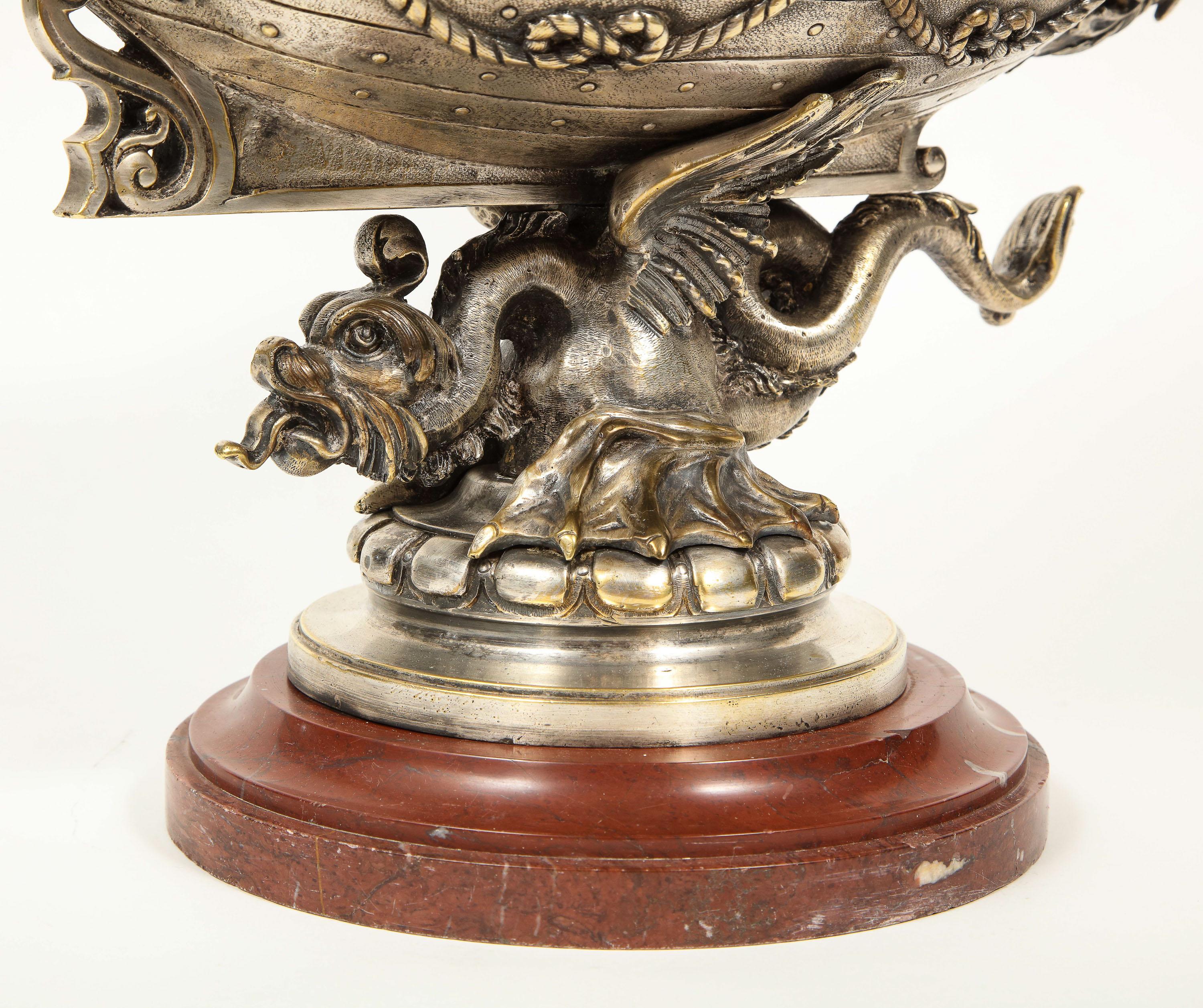 Beautiful French Three-Piece Silvered Bronze Table Garniture, 19th ...