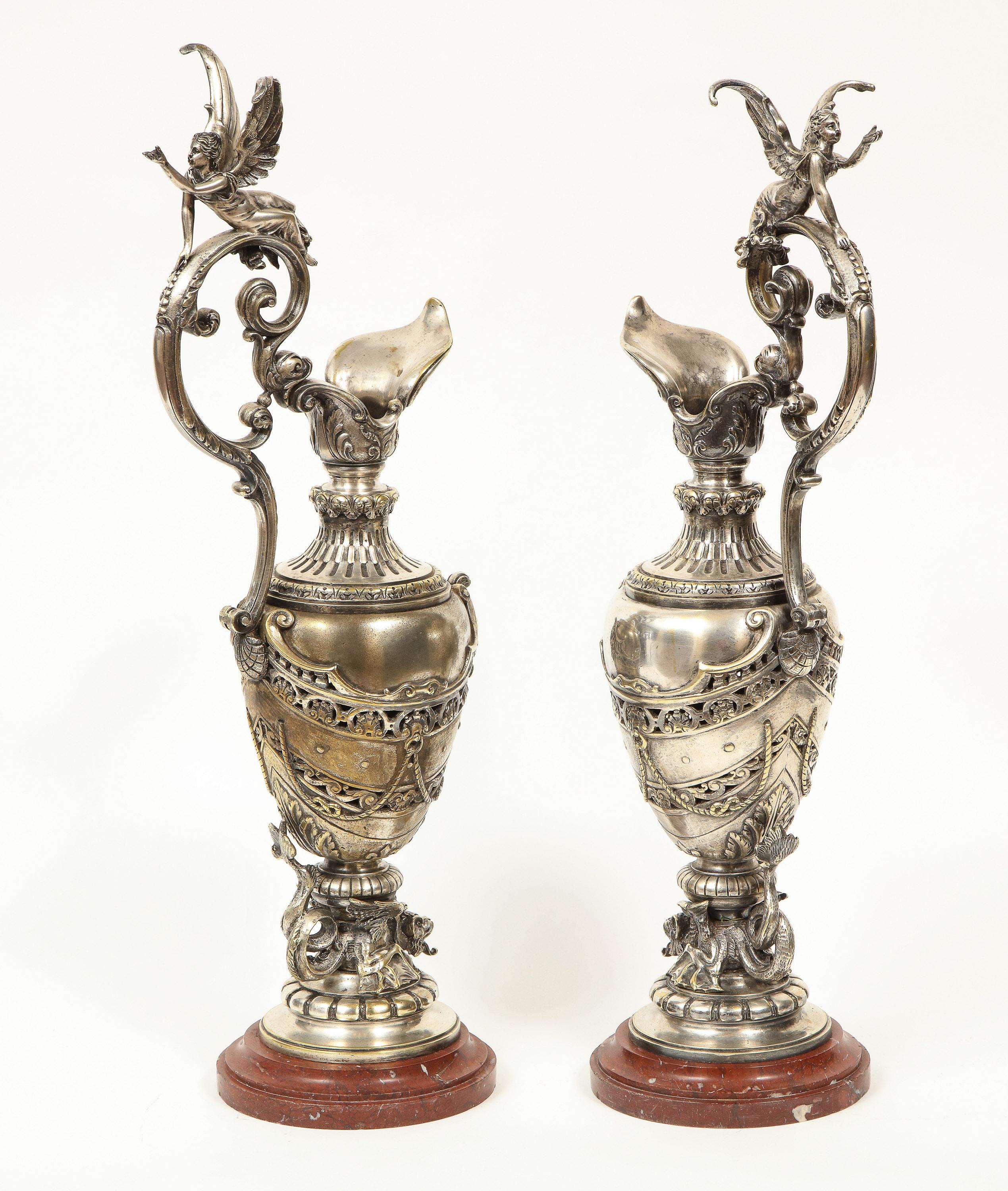Beautiful French Three-Piece Silvered Bronze Table Garniture, 19th ...