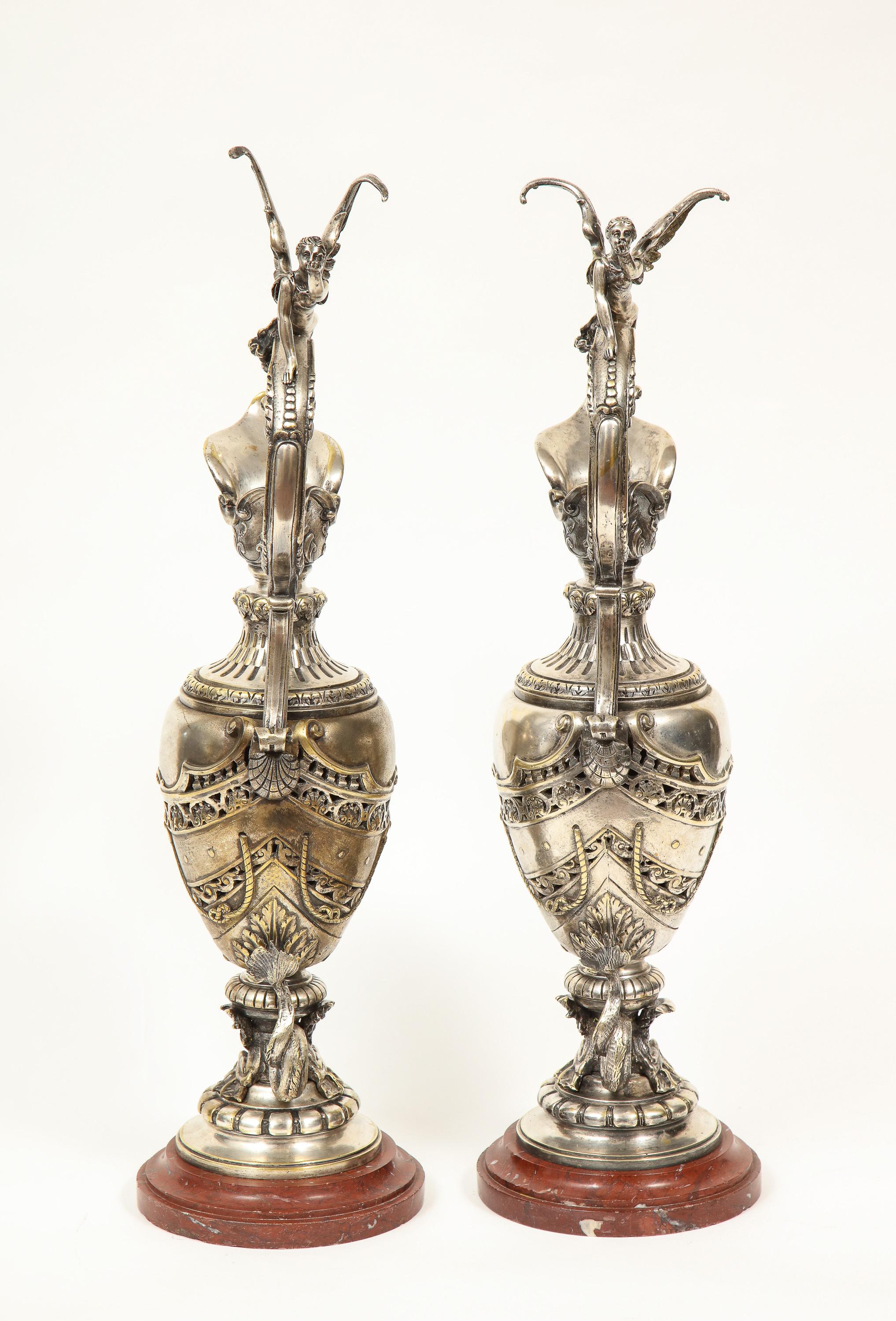Beautiful French Three-Piece Silvered Bronze Table Garniture, 19th ...