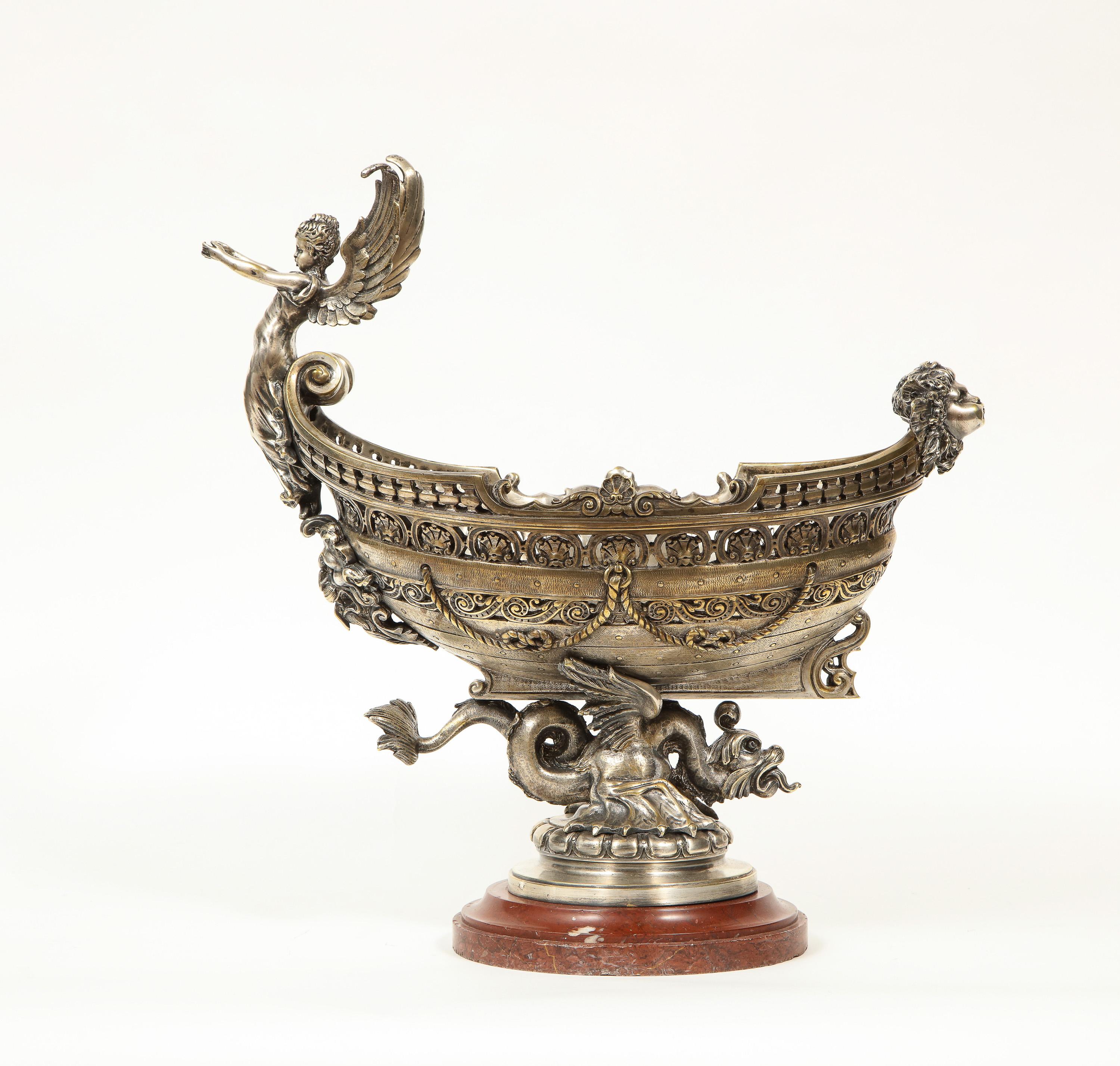 Beautiful French Three-Piece Silvered Bronze Table Garniture, 19th ...