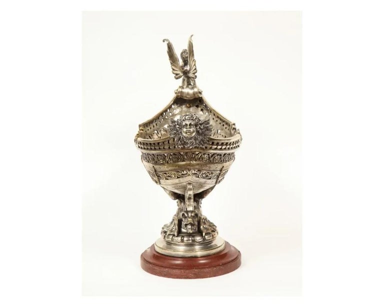 Beautiful French Three-Piece Silvered Bronze Table Garniture, 19th ...