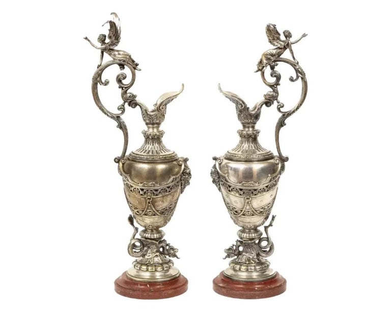 Beautiful French Three-Piece Silvered Bronze Table Garniture, 19th ...