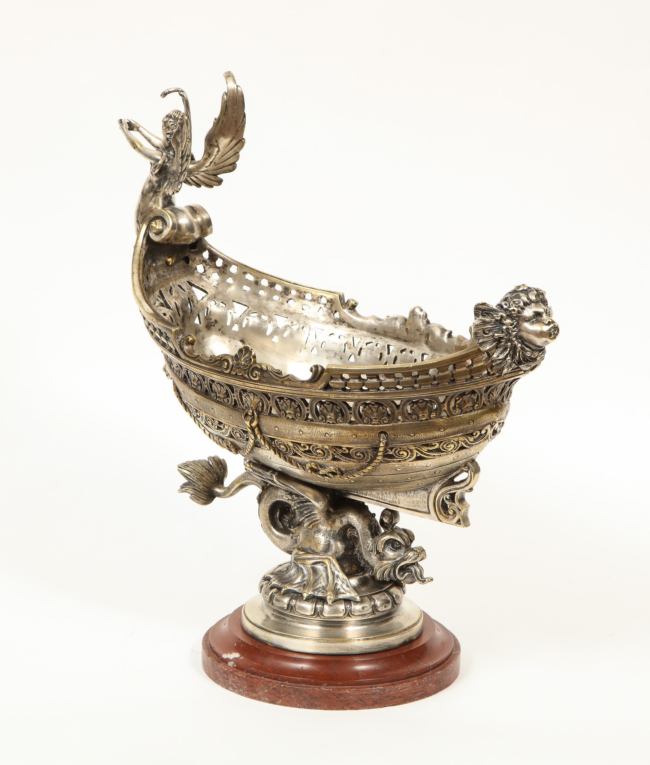 Beautiful French Three-Piece Silvered Bronze Table Garniture, 19th ...