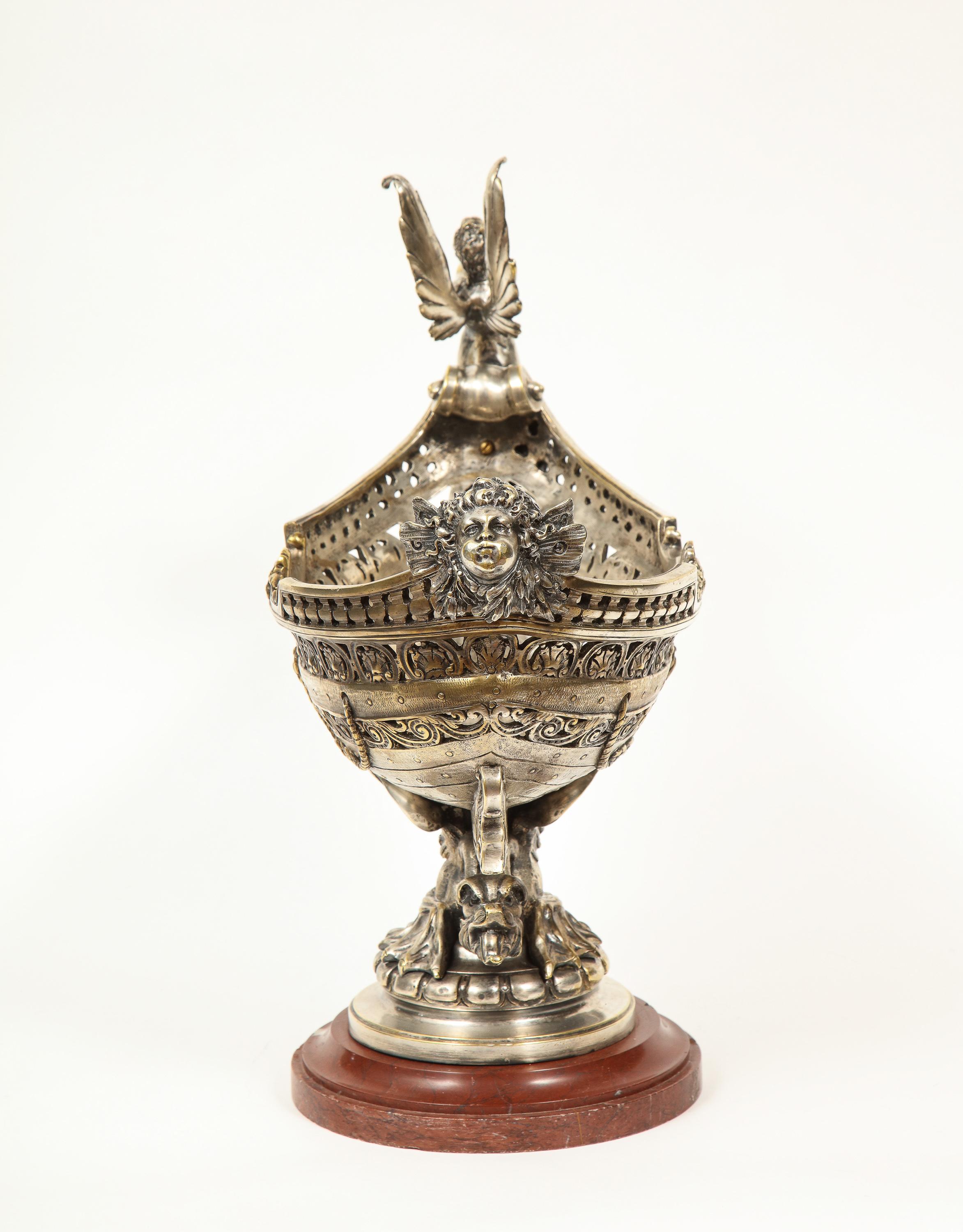 Beautiful French Three-Piece Silvered Bronze Table Garniture, 19th ...