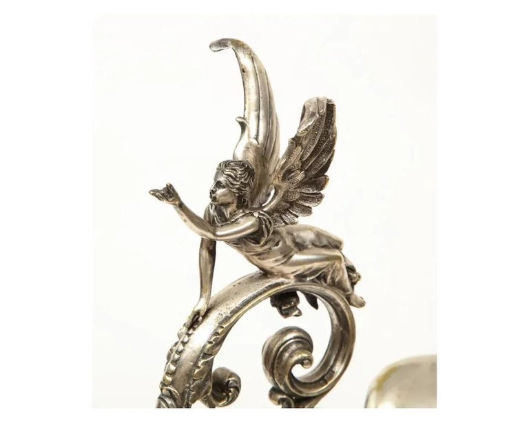 Beautiful French Three-Piece Silvered Bronze Table Garniture, 19th ...