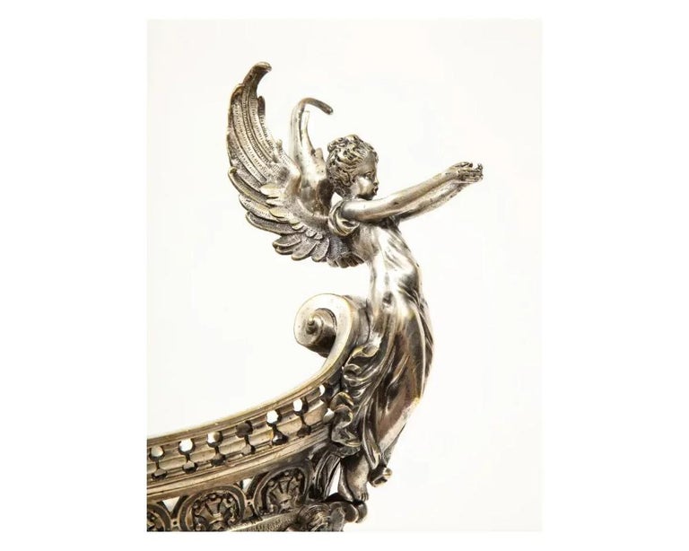Beautiful French Three-Piece Silvered Bronze Table Garniture, 19th ...