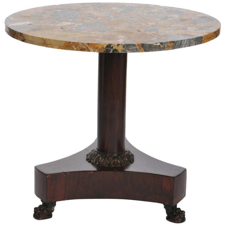 Beautiful German Empire Center Table, Solid Mahogany Base Grey-Ocher ...