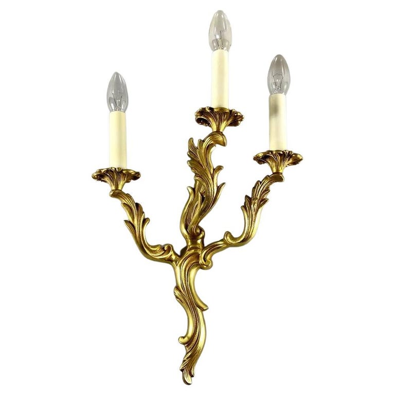 Beautiful Gilt Bronze Wall Sconce in Rococo Style, Vintage For Sale at ...