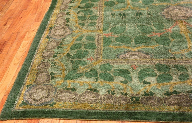 Beautiful Green Background Antique Arts and Crafts Donegal Irish Rug at ...