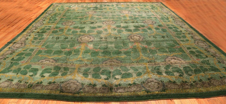 Beautiful Green Background Antique Arts and Crafts Donegal Irish Rug at ...