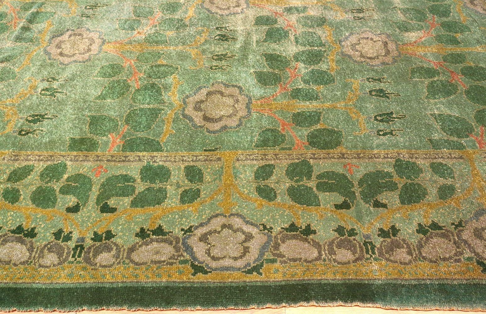 Beautiful Green Background Antique Arts and Crafts Donegal Irish Rug at ...