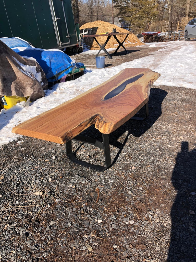 Beautiful Hand Crafted Butternut and Resin Live Edge Slab Coffee Table ...