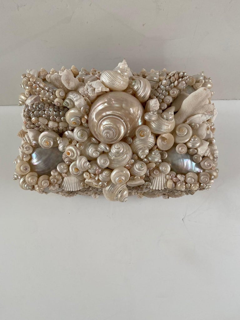 Beautiful Handmade Shell Encrusted Jewelry Box For Sale at 1stDibs
