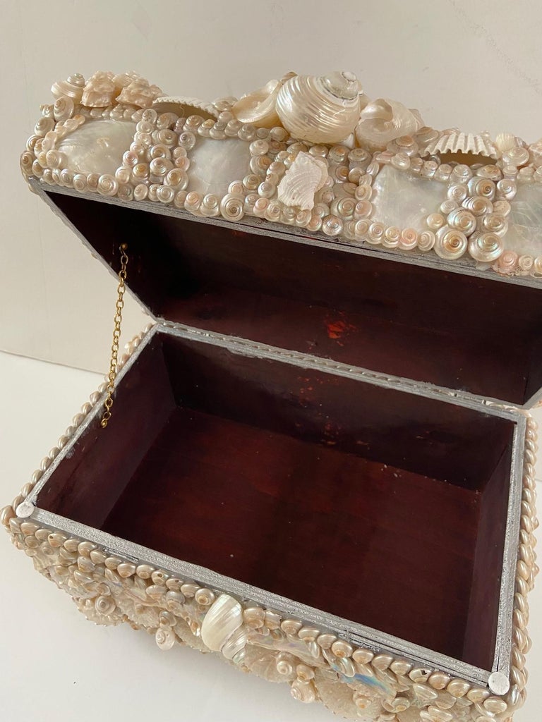 Beautiful Handmade Shell Encrusted Jewelry Box For Sale at 1stDibs