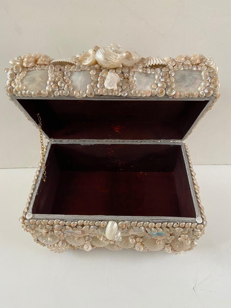 Beautiful Handmade Shell Encrusted Jewelry Box For Sale at 1stDibs