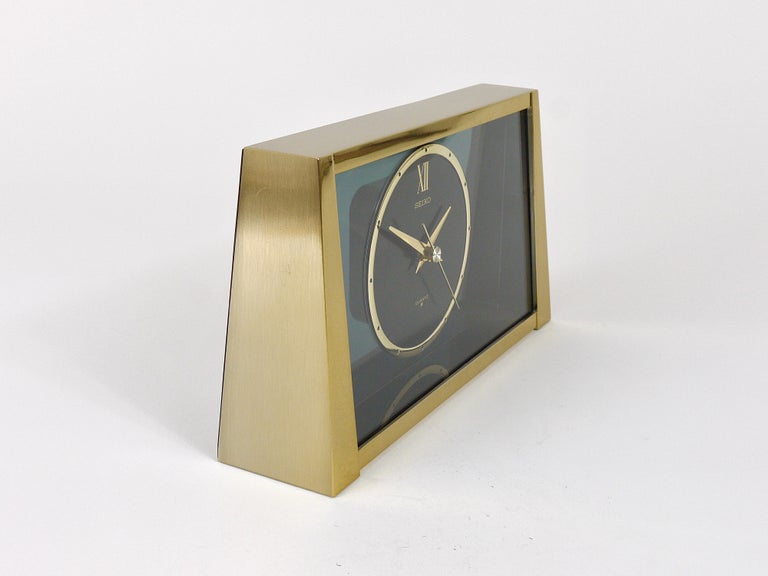 Beautiful Hollywood Regency Brass "See-Through" Table Clock, Seiko ...
