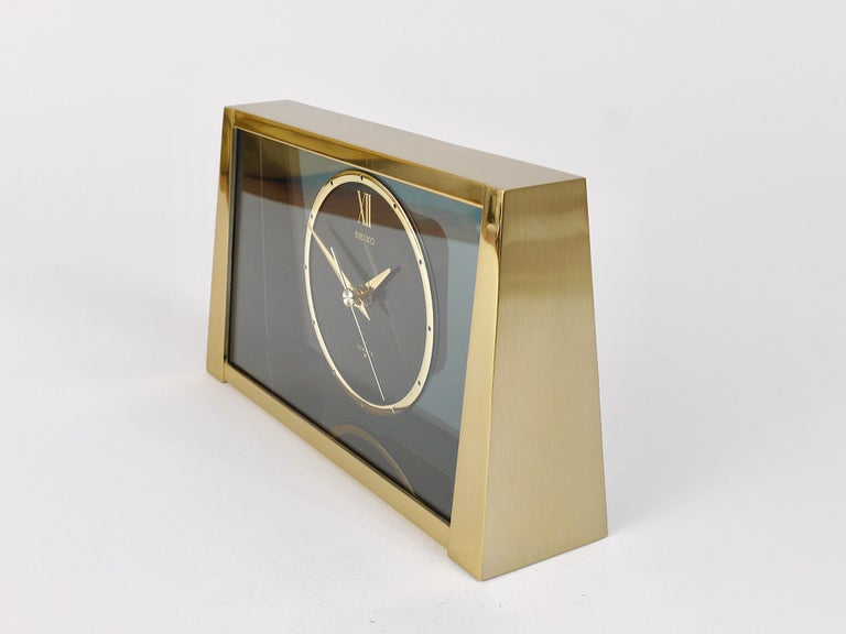 Beautiful Hollywood Regency Brass "See-Through" Table Clock, Seiko ...