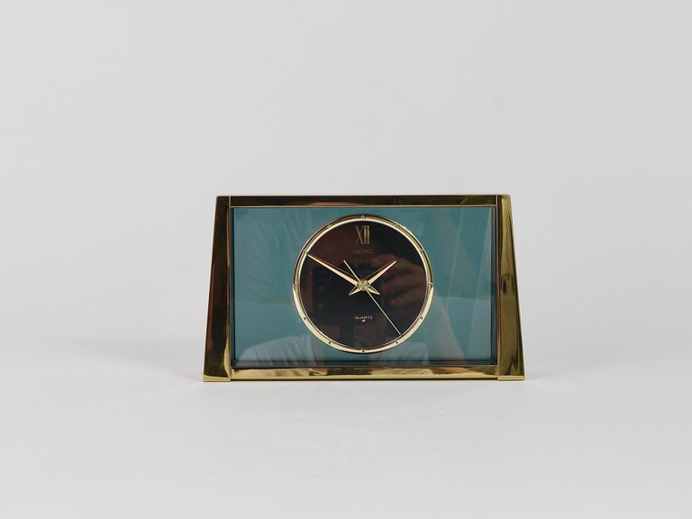 Beautiful Hollywood Regency Brass "See-Through" Table Clock, Seiko ...