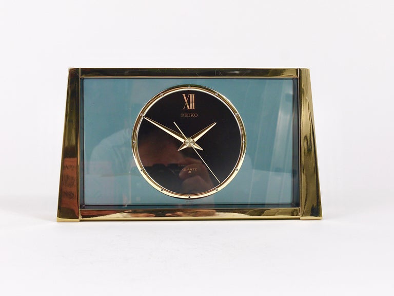 Beautiful Hollywood Regency Brass "See-Through" Table Clock, Seiko ...