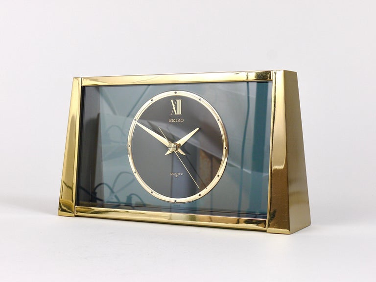 Beautiful Hollywood Regency Brass "See-Through" Table Clock, Seiko ...
