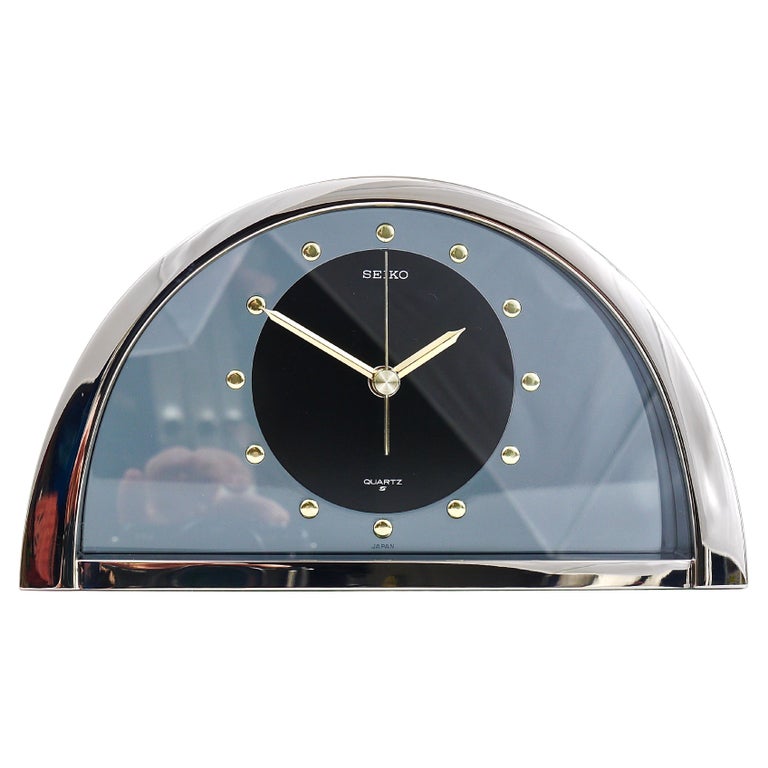 Beautiful Hollywood Regency Chromed "See-Through" Table Clock, Seiko ...