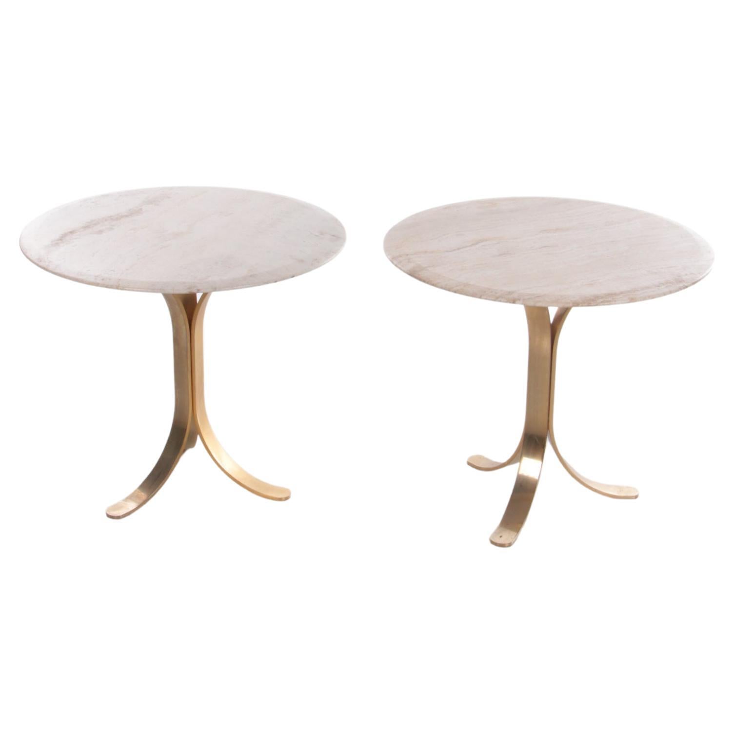 Beautiful Hollywood Regency Set Marble Side Tables, 1970 at 1stDibs