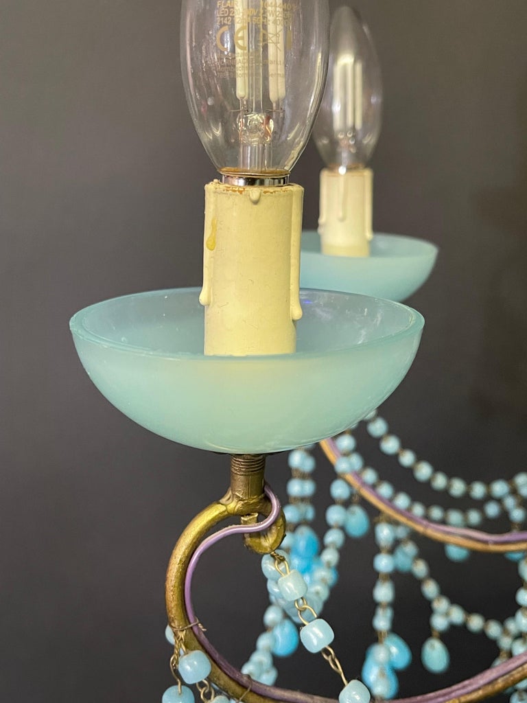 Beautiful Italian Aqua Opaline Blue Chandelier, circa 1930s For Sale at ...