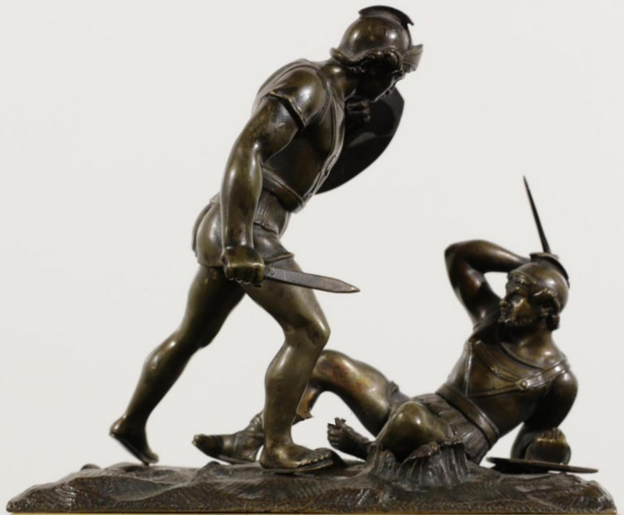 Beautiful Italian Bronze Sculpture of Gladiators on a Marble Base 19th ...