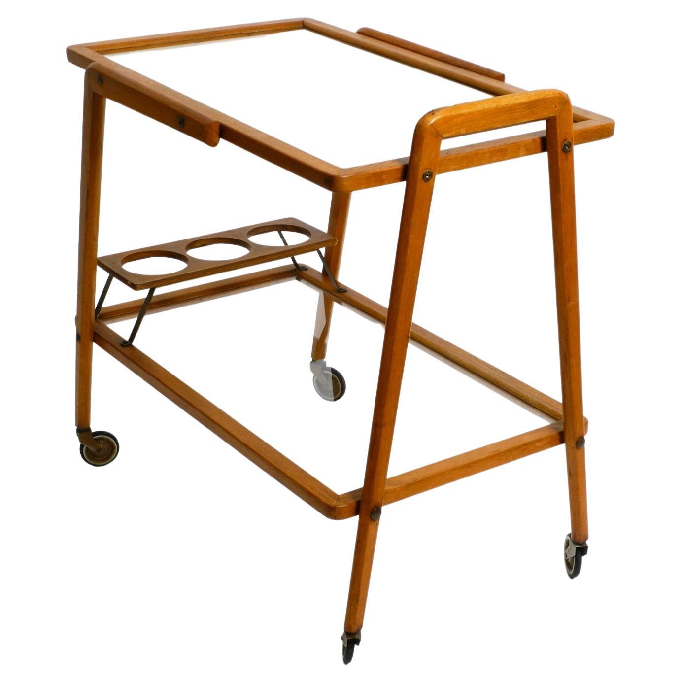 Italian Oval Brass Cart with Pierced Gallery, Glass Shelves and Casters ...