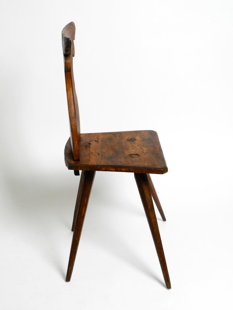 Beautiful Italian Mid Century peasant chair made of oak For Sale at 1stDibs