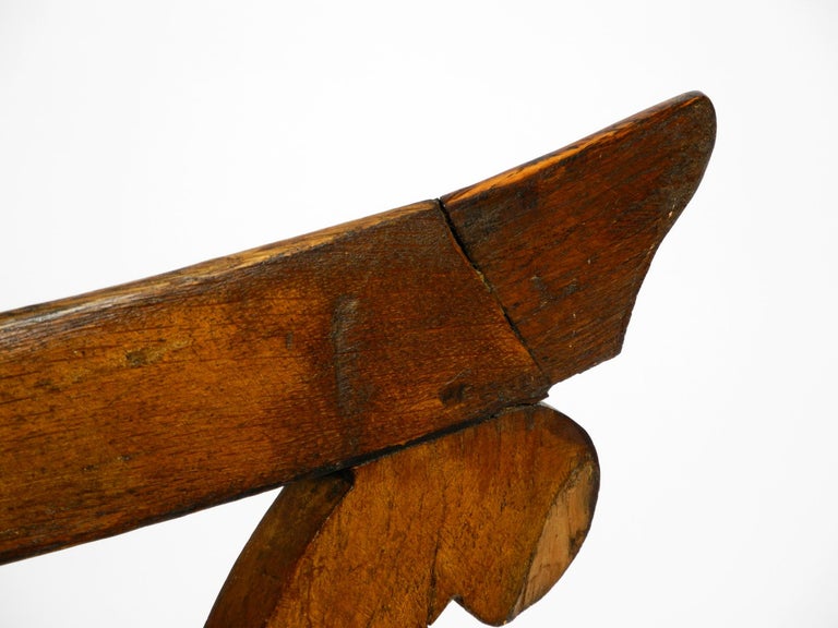 Beautiful Italian Mid Century peasant chair made of oak For Sale at 1stDibs