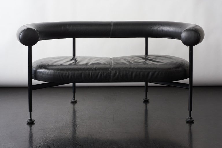 Beautiful Italian Modern Tubular 2 Seater Sofa in Black Leather For ...