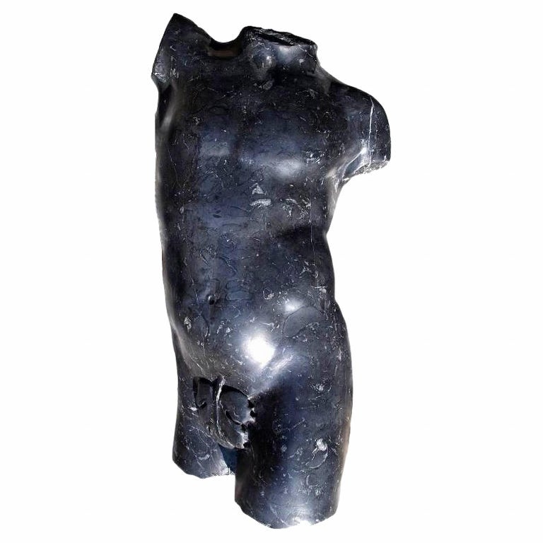 Beautiful Italian Sculpture "Torso Satiro" in Black Marquinia Marble ...