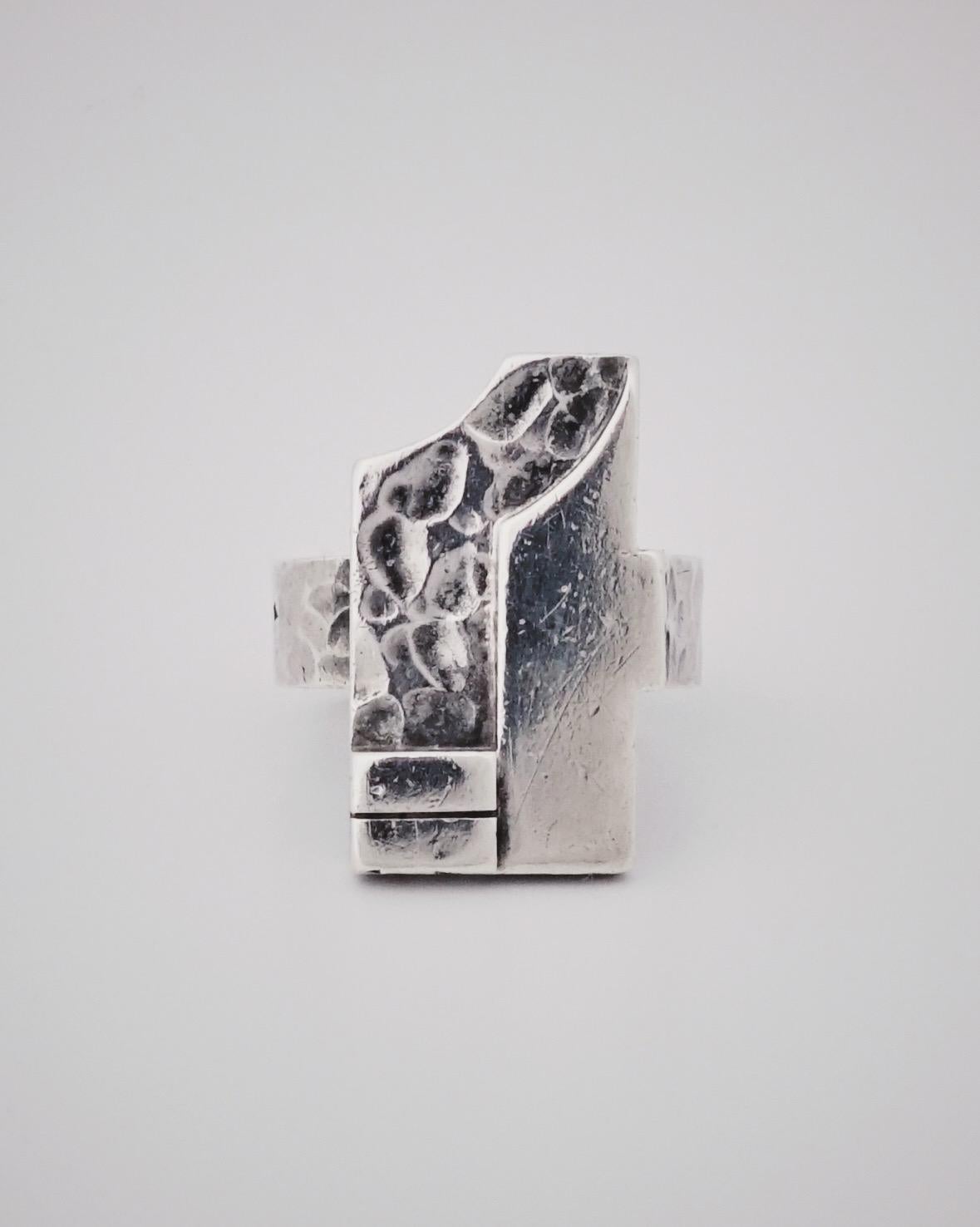 Beautiful Jean Despres Hammered Silver Ring, circa 1950 at 1stDibs