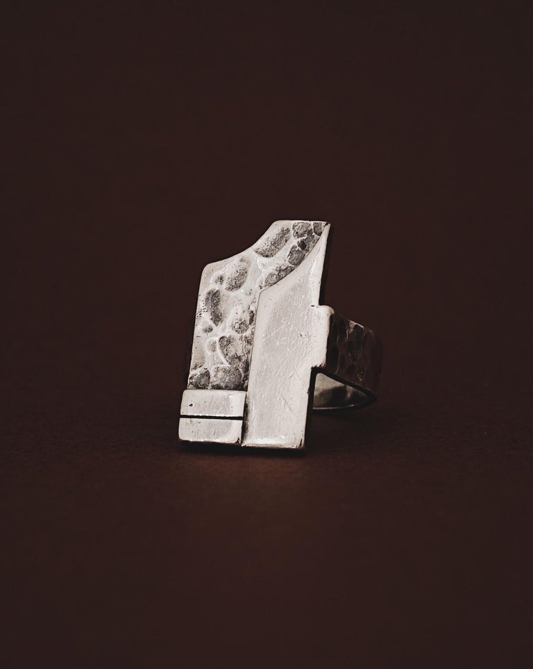 Beautiful Jean Despres Hammered Silver Ring, circa 1950 at 1stDibs