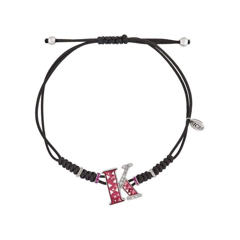 Stylish Bracelet Letter K White Gold White Sapphires Decorated with ...