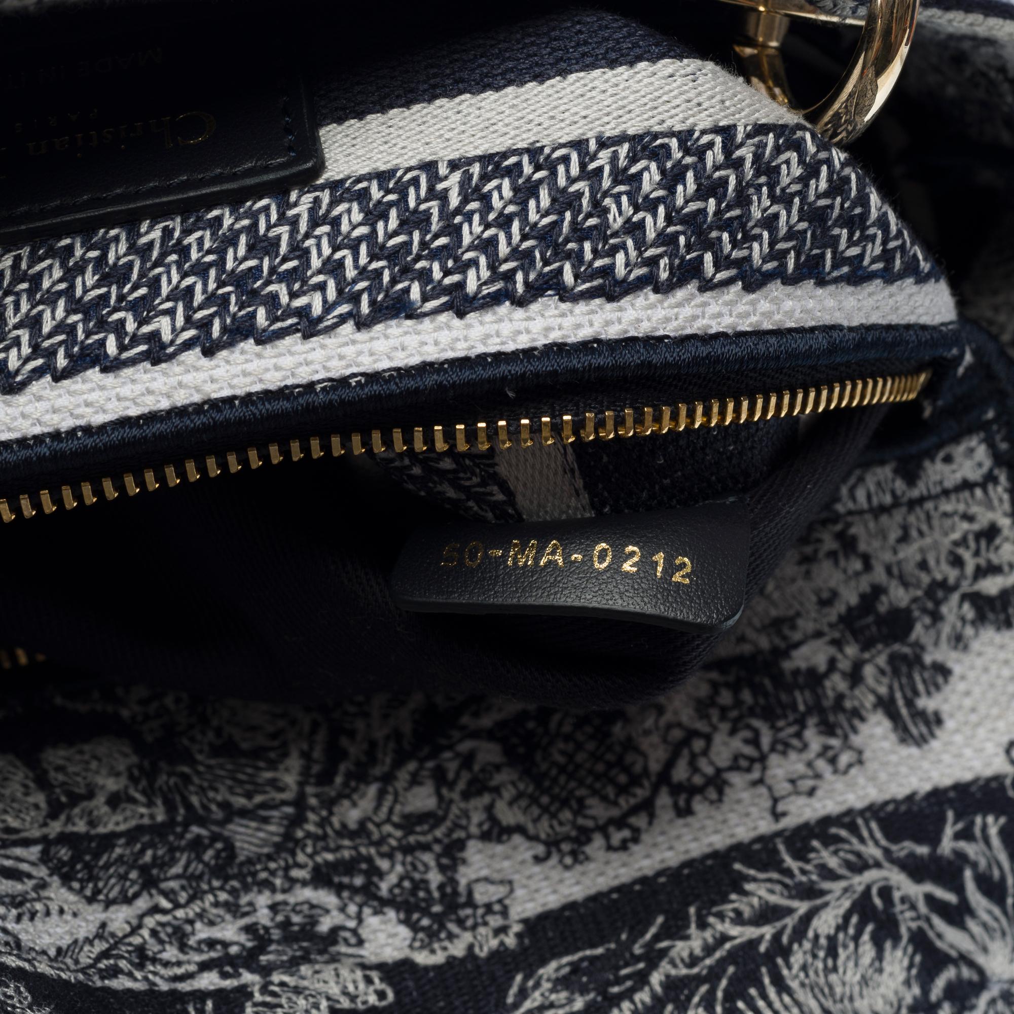 Beautiful Lady Dior MM D-Lite in blue Toile de Jouy Reverse motif, SHW ...