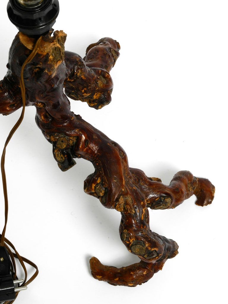 Beautiful Large 1960's German Root Wood Table Lamp with a Large Silk ...