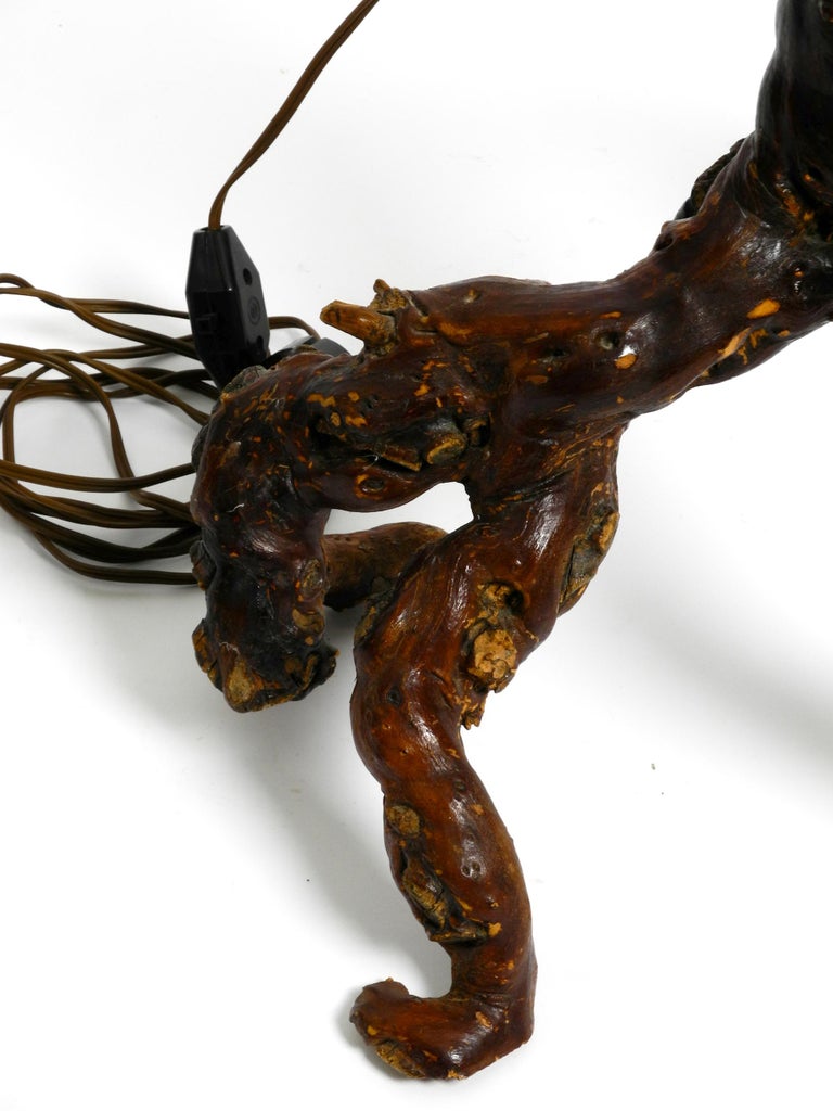 Beautiful Large 1960's German Root Wood Table Lamp with a Large Silk ...