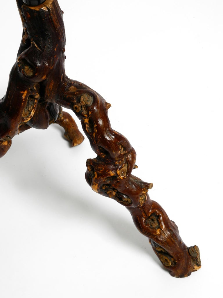 Beautiful Large 1960's German Root Wood Table Lamp with a Large Silk ...