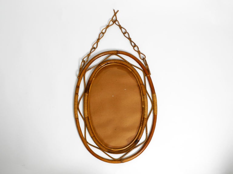 Beautiful Large 1960s Italian Oval Bamboo Wall Mirror with Loop Design ...