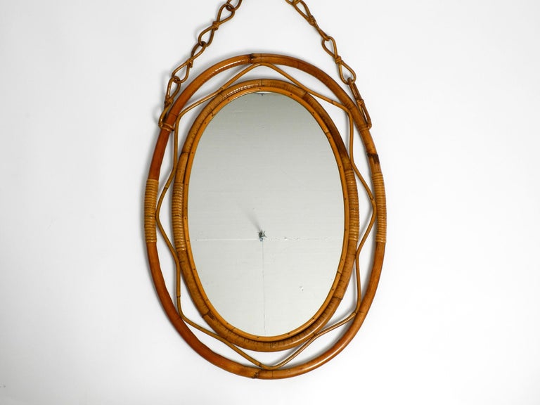 Beautiful Large 1960s Italian Oval Bamboo Wall Mirror with Loop Design ...