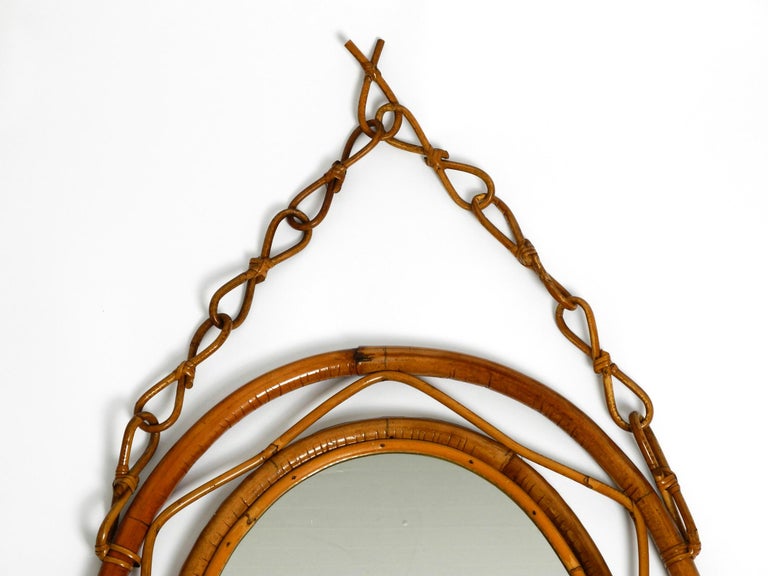 Beautiful Large 1960s Italian Oval Bamboo Wall Mirror with Loop Design ...