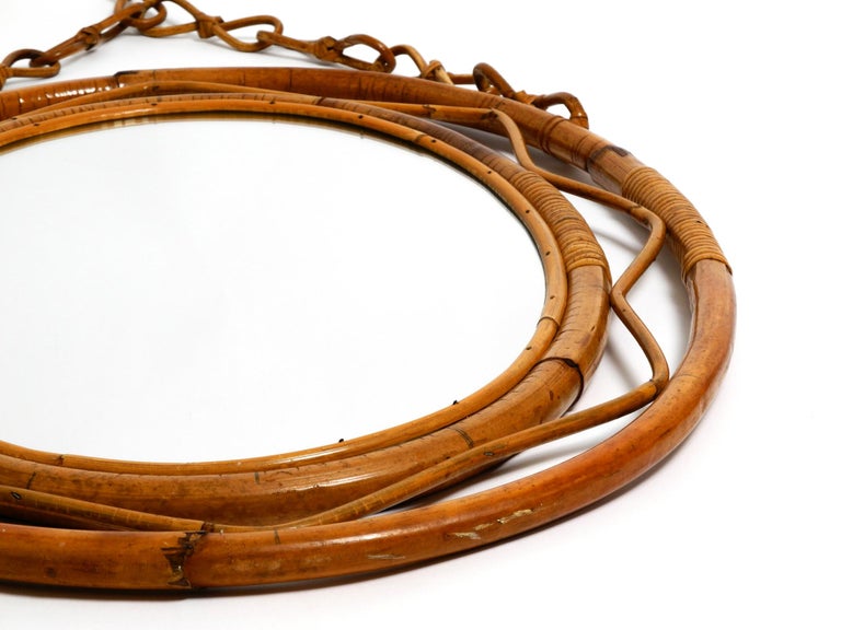 Beautiful Large 1960s Italian Oval Bamboo Wall Mirror with Loop Design ...